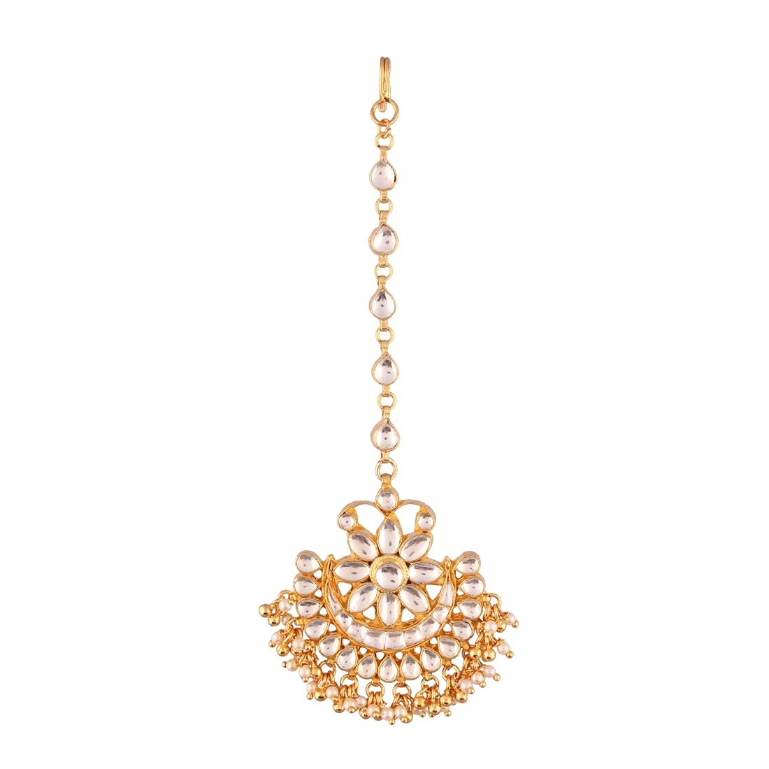 ACCESSHER Traditional White Jadau Kundan and Pearl Chaandbali Style ...